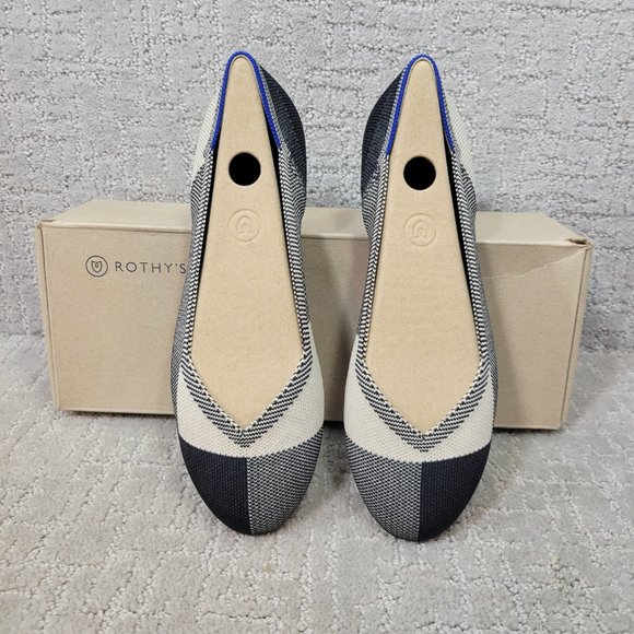 Rothy's | Shoes | Rothys The Flat Captoe Black White Round Toe Slip On ...